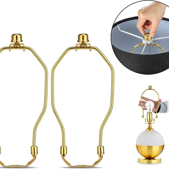 Unknown | Accents | New Lamp Harp Collar Finial Gold Metal Brass Set 2 ...